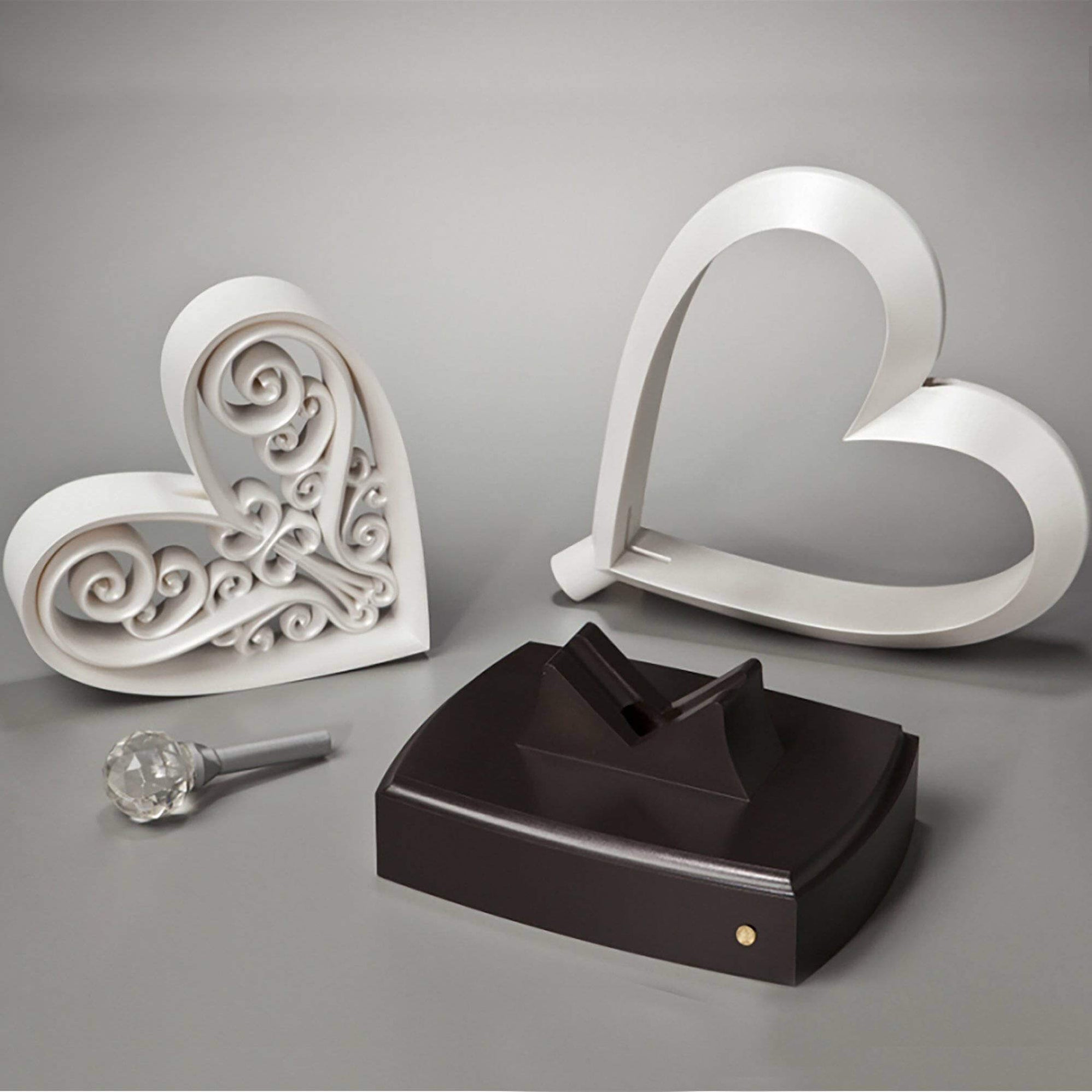 White Artistic Wedding Heart Sculpture w/ Decorative Crystal – UnityCross